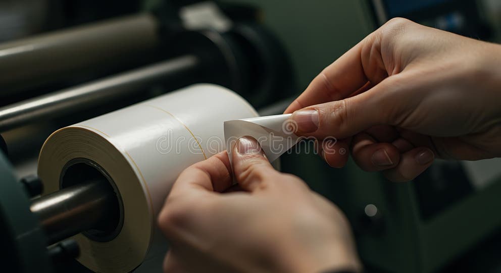 Removing Label from Roll in Production Machine for Packaging Needs ...