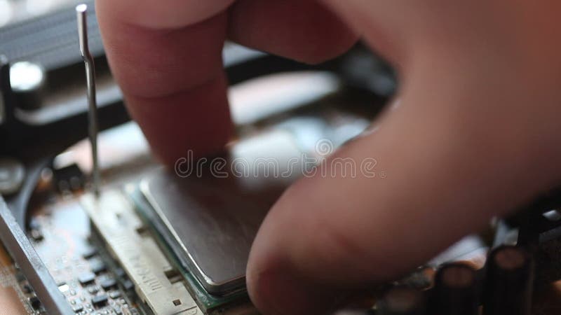 Removing Processor from Motherboard Stock Footage - Video of central ...