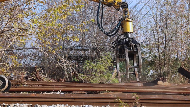 Removing Railroad Rails Tracks Stock Video - Video of industry, rails ...