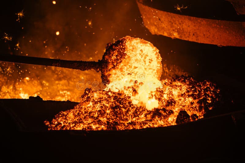 Removing from Surface of Hot Iron in Melting Furnace Stock Image ...