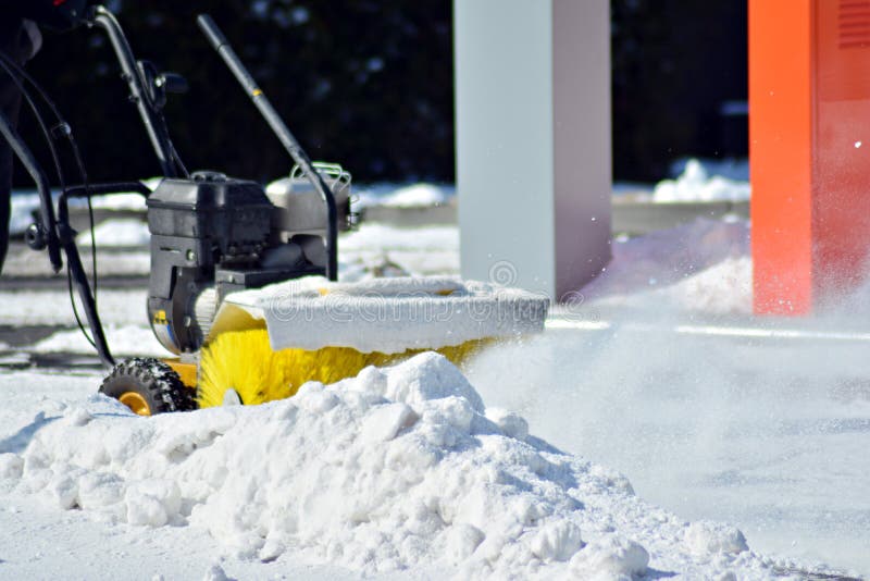 Removing the Snow by Snow Blower Stock Photo - Image of snow, grounds ...