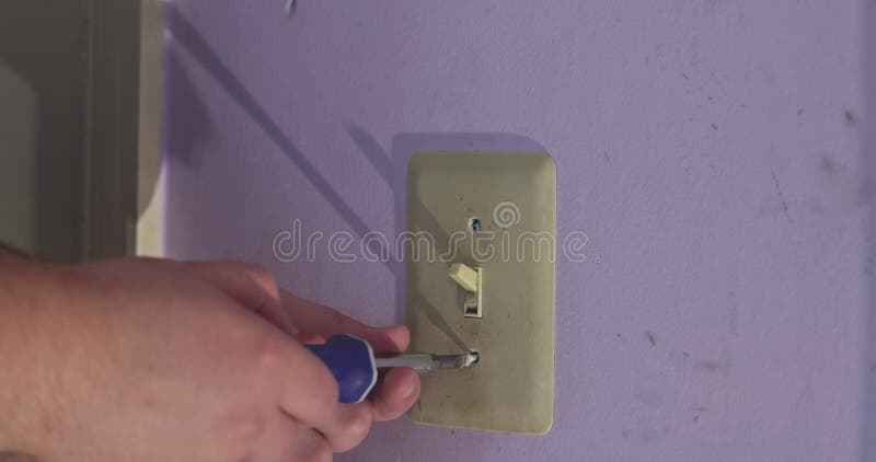 Removing White Light Switch Cover Plastic on Preparation Wall for New ...