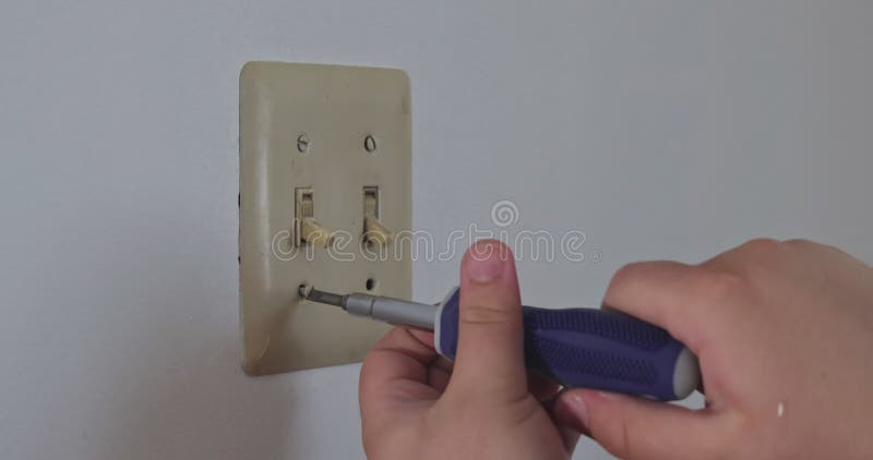 Removing White Light Switch Cover Plastic on Preparation Wall for New ...