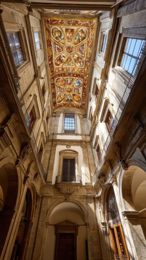 Renaissance Architecture: Detailed View of an Ancient Courtyard with a ...