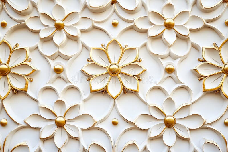 Renaissance Decorative White and Gold Ceiling Pattern Showing Flowers ...