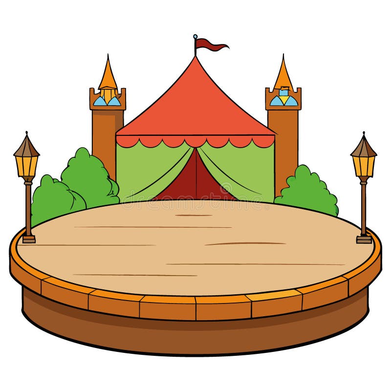 Renaissance Fair Stage. a Stage with a Wooden Platform and a Backdrop ...