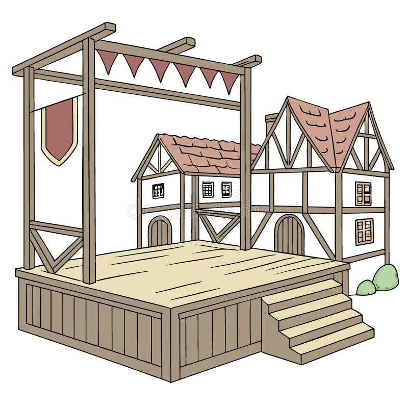 Renaissance Fair Stage. a Stage with a Wooden Platform and a Backdrop ...