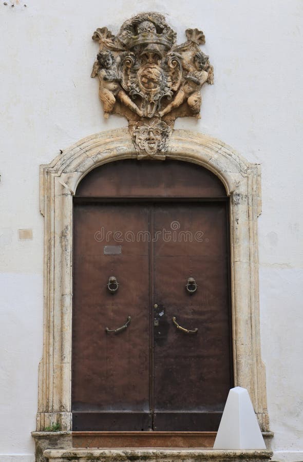 Renaissance Front Door in Apulia Stock Photo - Image of historical ...