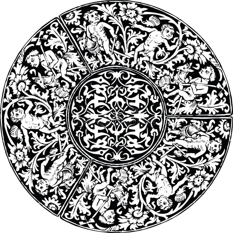 Renaissance Seamless Pattern Illustration. Stock Vector - Illustration ...