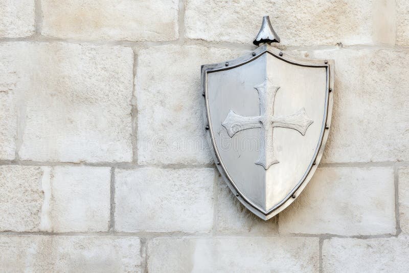 Renaissance Shield Hanging on an Old Stone Wall Stock Photo - Image of ...