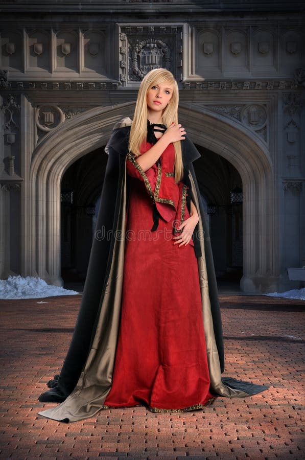 Renaissance Woman in Front of Castle Stock Photo - Image of attraction ...