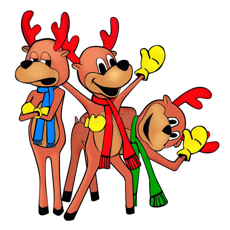 Renas de desenho animado ilustração do vetor. Ilustração de atitude ...