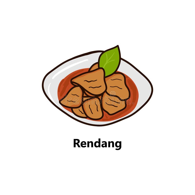 Rendang Indonesian Traditional Food Vector Illustration. Stock Vector ...