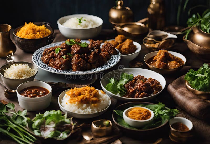 Rendang Menu Beef Eid Must Have Cooked Home Stock Illustration ...