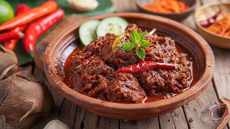 Rendang Original Recipes from Indonesia . Generative Ai Stock ...