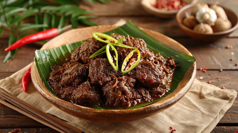 Rendang Original Recipes from Indonesia . Generative Ai Stock ...