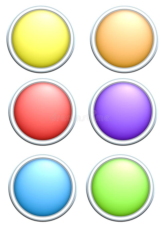 Render of 6 Round Rainbow Colored Buttons Stock Illustration ...