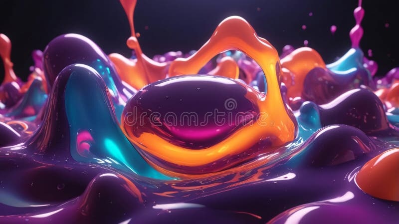 Render of Abstract Background, Multicolor Liquid, Liquid Splatters ...