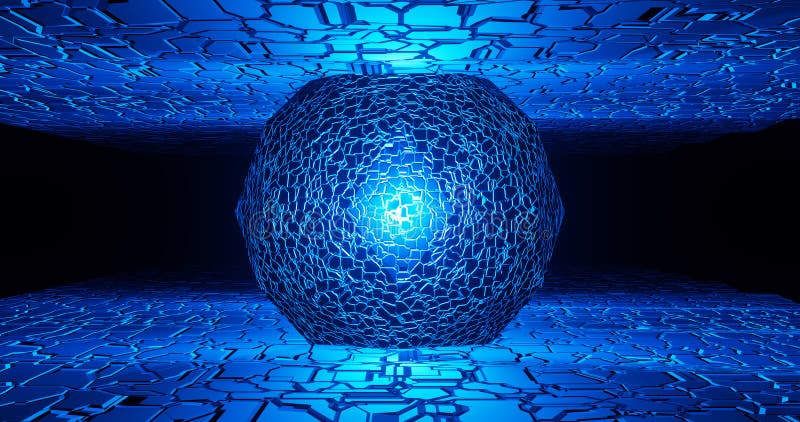 Render with Abstract Blue Cyber Background from Icosphere Stock ...