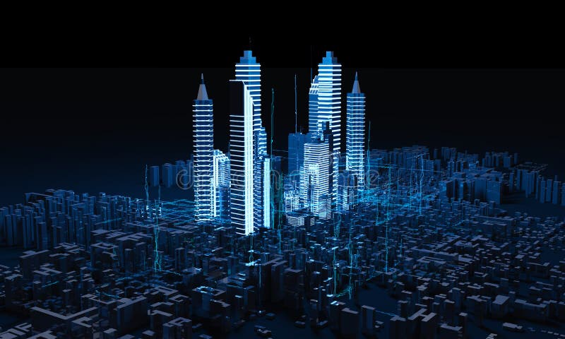 Render Abstract city stock illustration. Illustration of blueprint ...