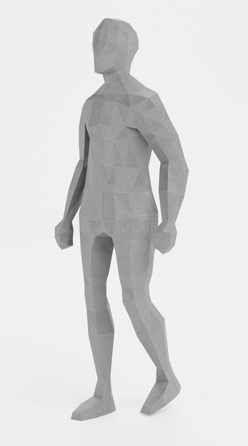 Render of Artificial Low-poly Character Stock Illustration ...