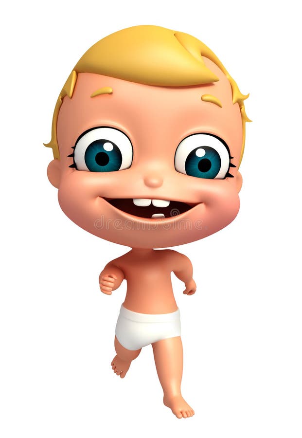 Render of Baby with Running Pose Stock Illustration - Illustration of ...