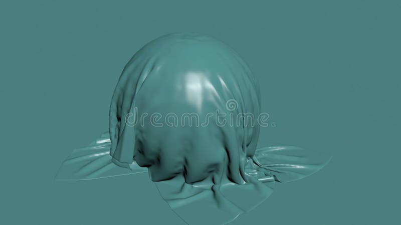 Render of Blue Fabric Falling Down and Cover Mysterious Object Stock ...