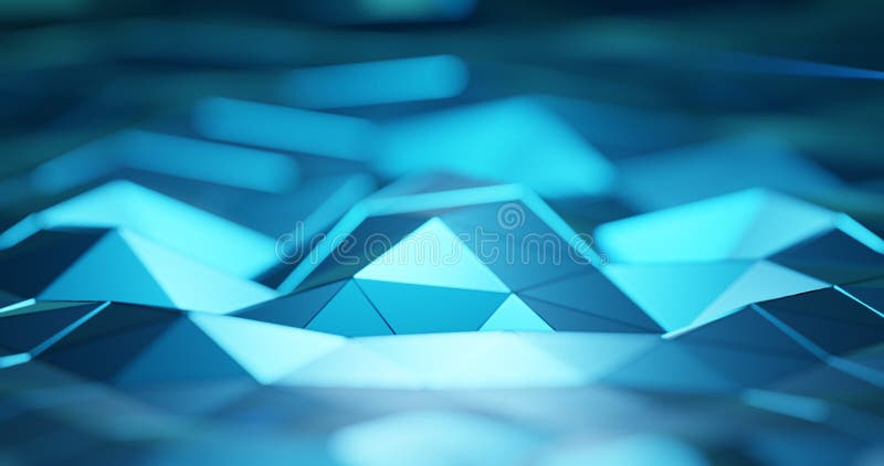 Render with Blue Metallic Triangles Background, Soft Focus Stock ...