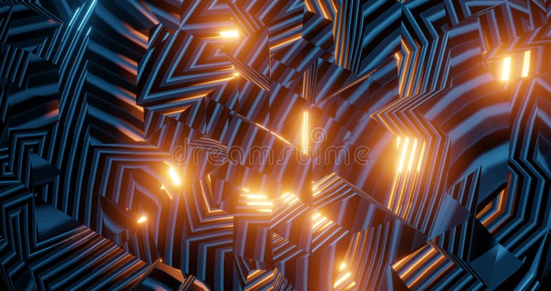 Render with Blue Striped Tangled Surface with Yellow Glow Stock Video ...