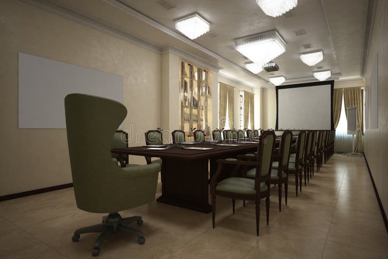 Render of the Briefing Hall Stock Illustration - Illustration of ...