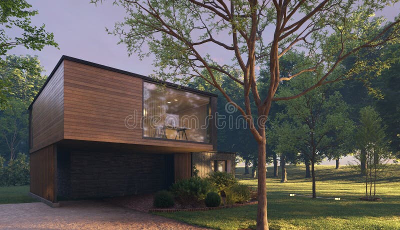 Render Building Exterior in the Outdoor 3d Illustration Stock ...