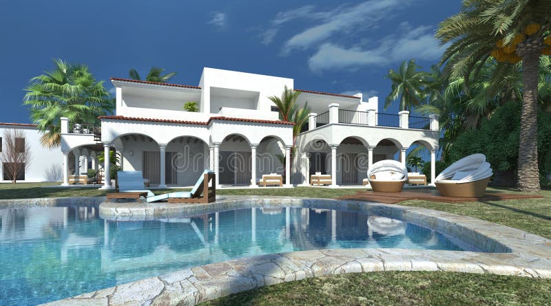 Render Building Exterior in the Outdoor 3d Illustration Stock ...