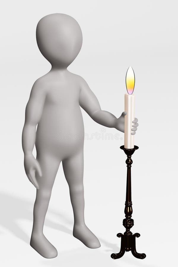 Render of Cartoon Character with Candlestick Stock Illustration ...