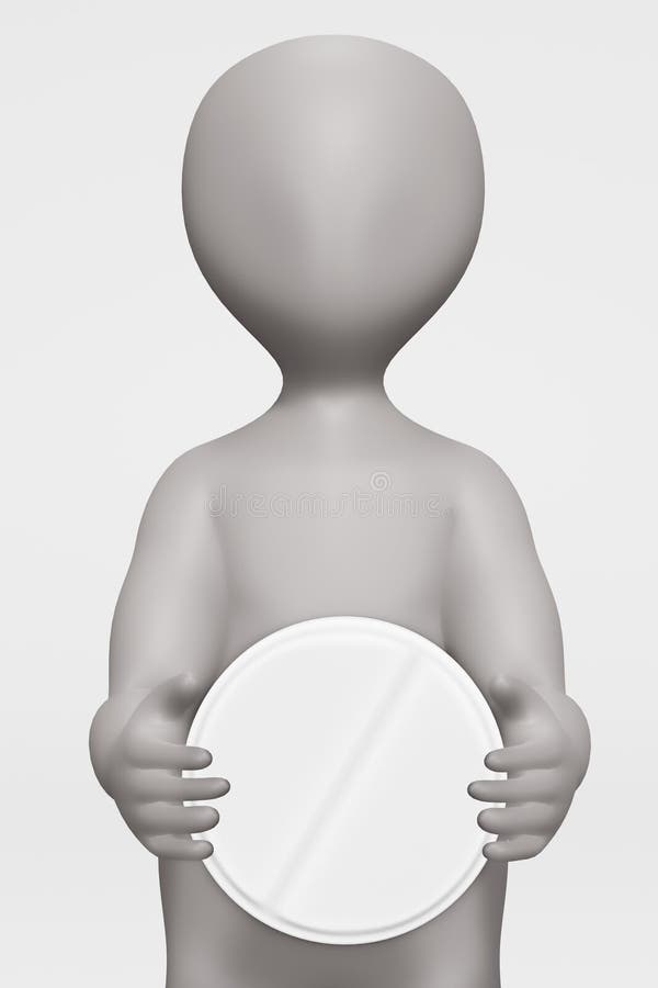 Render of Cartoon Character with Pill Stock Illustration - Illustration ...