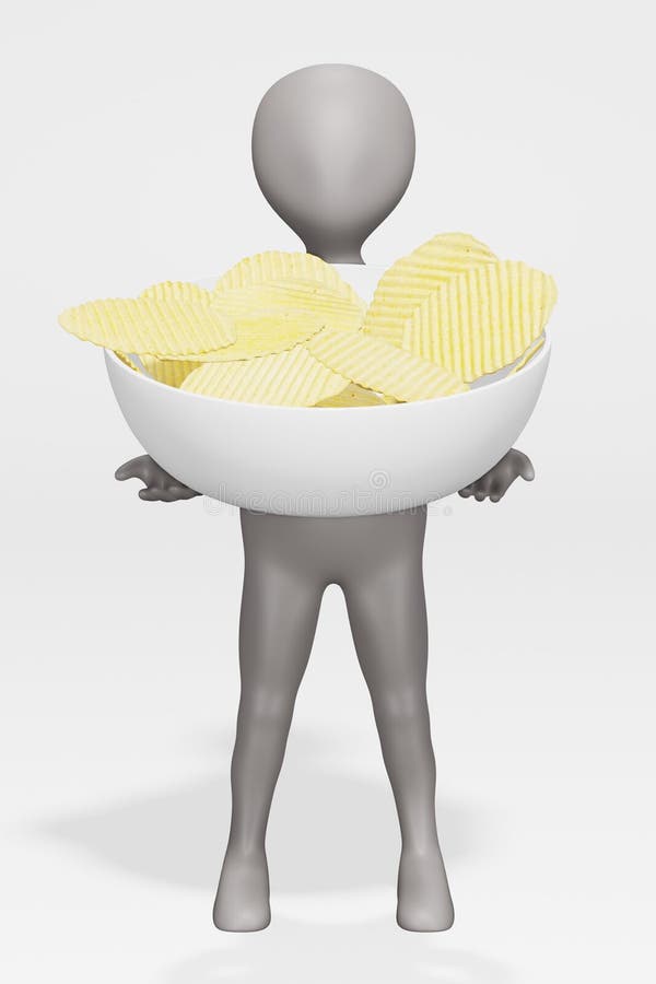 Render Cartoon Character with Potato Chips Stock Abbildung ... Render Cartoon Character with Potato Chips Stock Abbildung ...