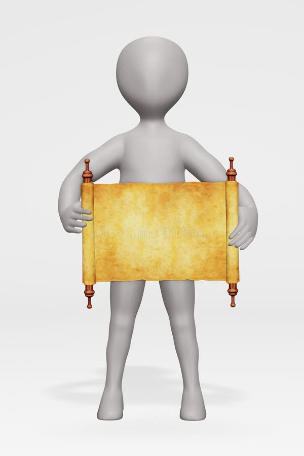 Cartoon Character with Scrolls Stock Illustration - Illustration of ...