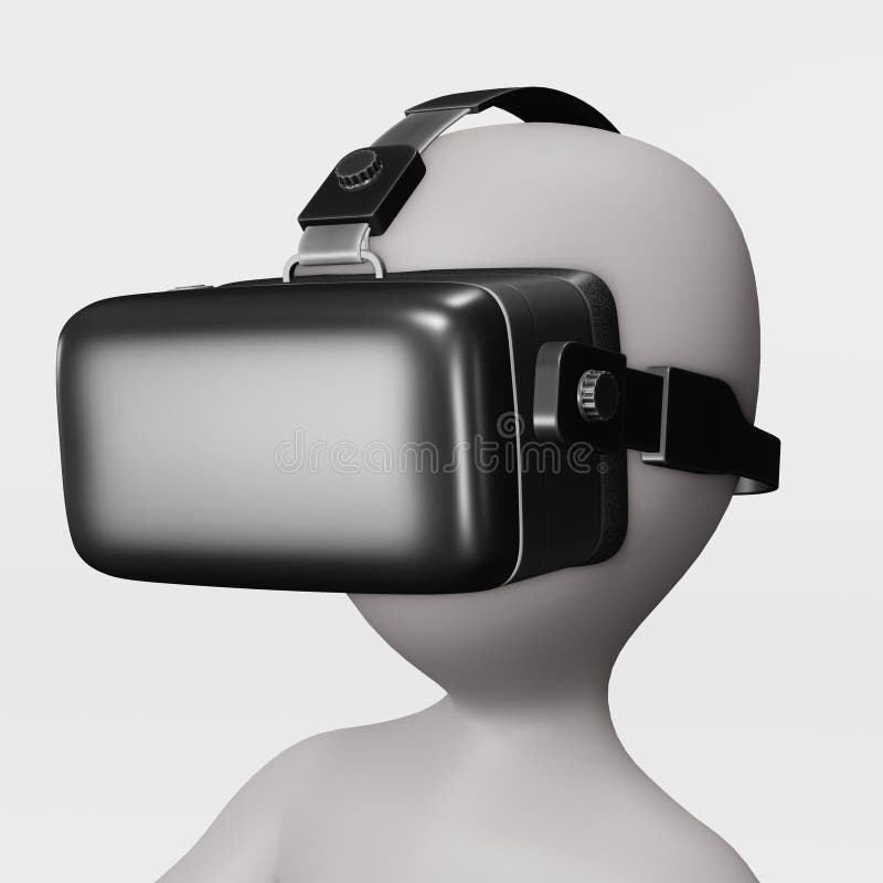 Cartoon Character with VR Headset Stock Illustration - Illustration of ...