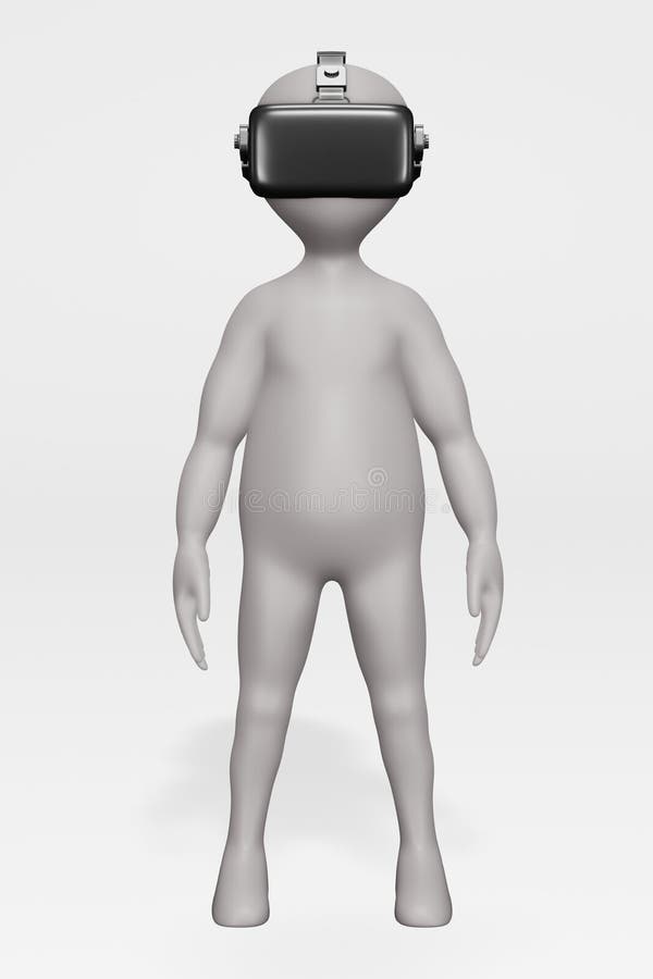 Cartoon Character with VR Headset Stock Illustration - Illustration of ...