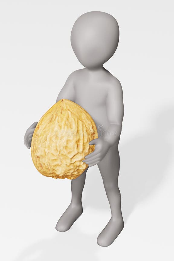 Render of Cartoon Character with Walnut Stock Illustration ...