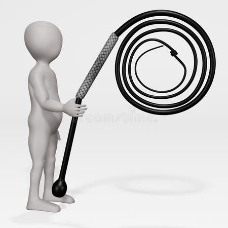 Render of Cartoon Character with Whip Stock Illustration - Illustration ...