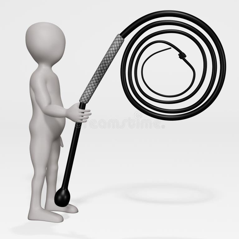 Render of Cartoon Character with Whip Stock Illustration - Illustration ...
