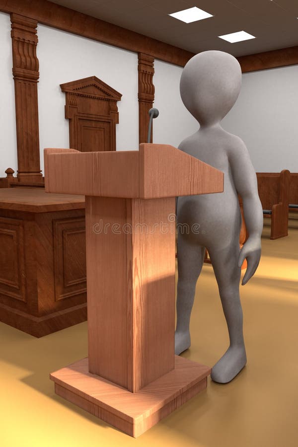 Render of Cartoon Characters in Courtroom Stock Illustration ...
