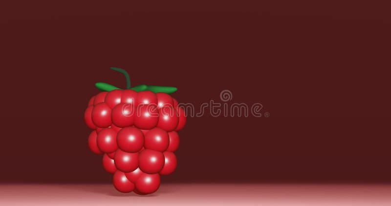 Render with Cartoon Raspberries on a Red Background Stock Illustration ...