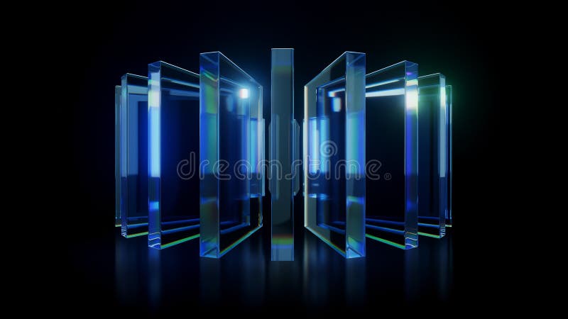 3 Render Chromatic Glass Structures Spinning in Circle Stock Image ...