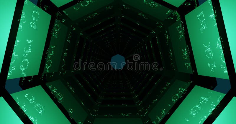 Render with Cyber Tunnel with Ones and Zeros Stock Illustration - Illustration of design ...