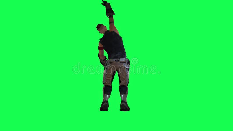 3D Animation of a Fighting Man on Green Screen Preparing and Training ...