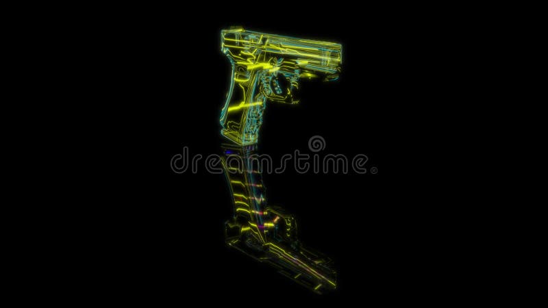 Render 3D Animation, Model Glock in a Pot on a Black Background Stock ...