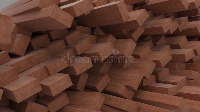 Render of 3D Construction Timber Beams and Planks Stock Illustration ...