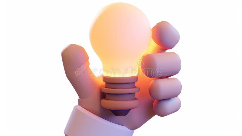 Render in 3D a Hand with a Light Bulb, a Creative Idea, Inspiration ...