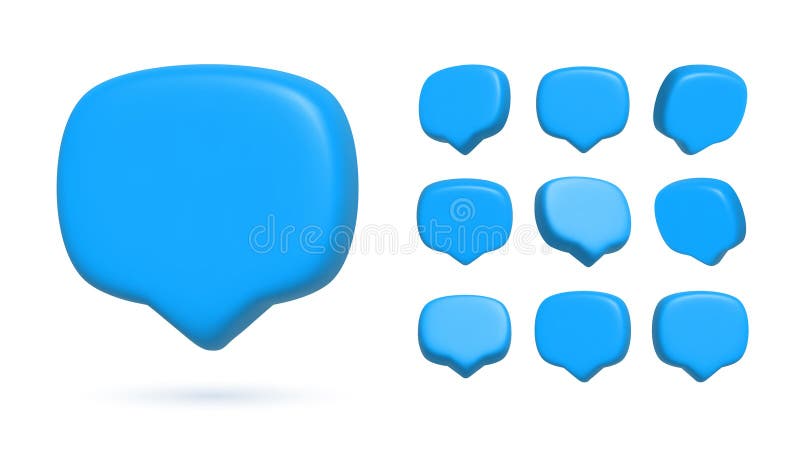Render 3D Illustration of Blue Speech Bubble. Mate Speech Bubble High ...